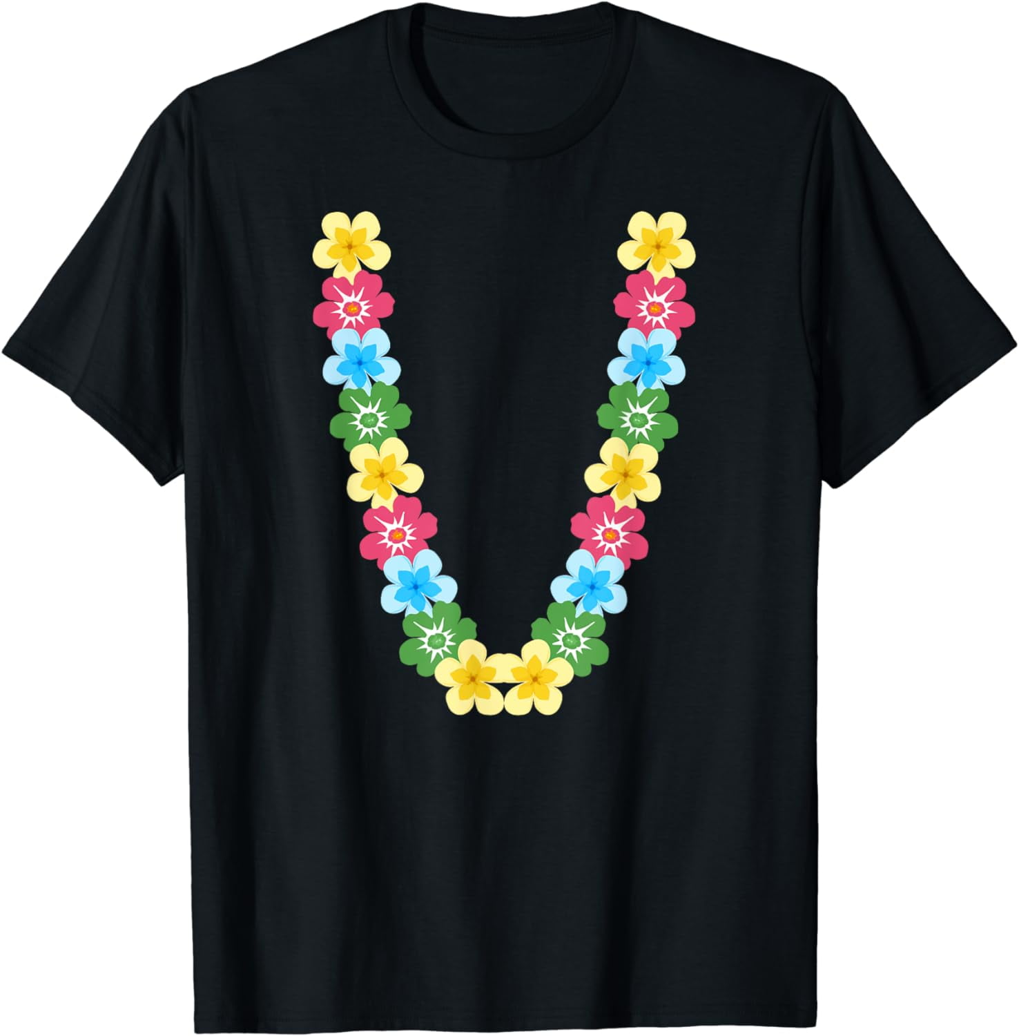 Colorful Hawaiian Flower Chain Tropical Summer Floral Lei T-Shirt ...