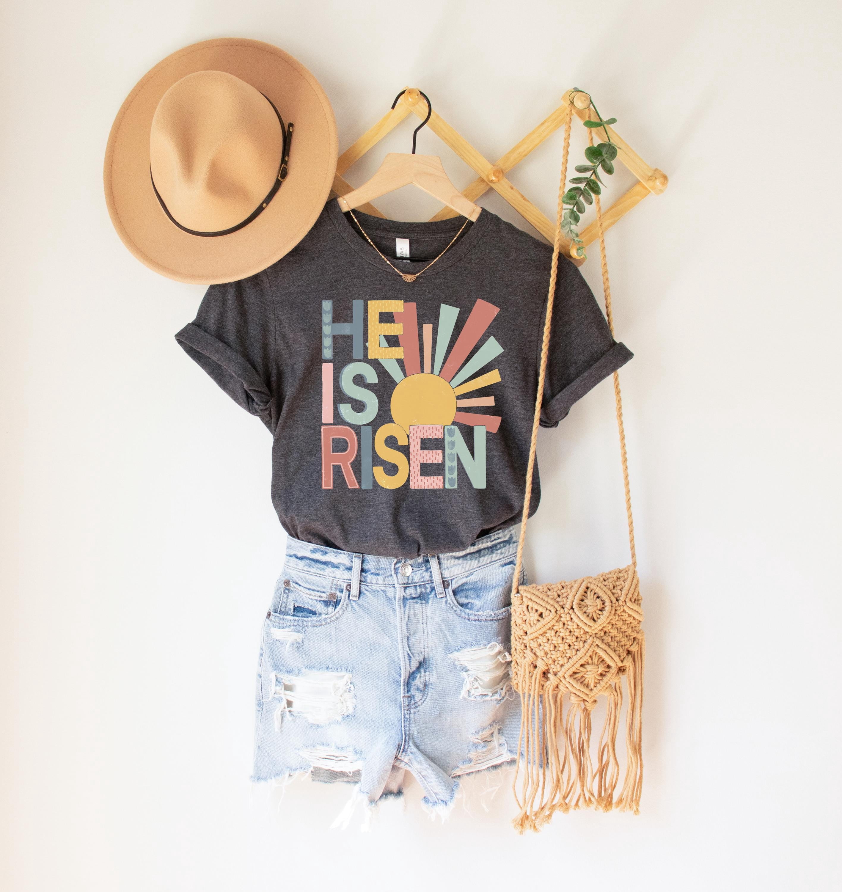 Colorful He Is Risen Graphic Sweatshirt for Easter Celebration and ...