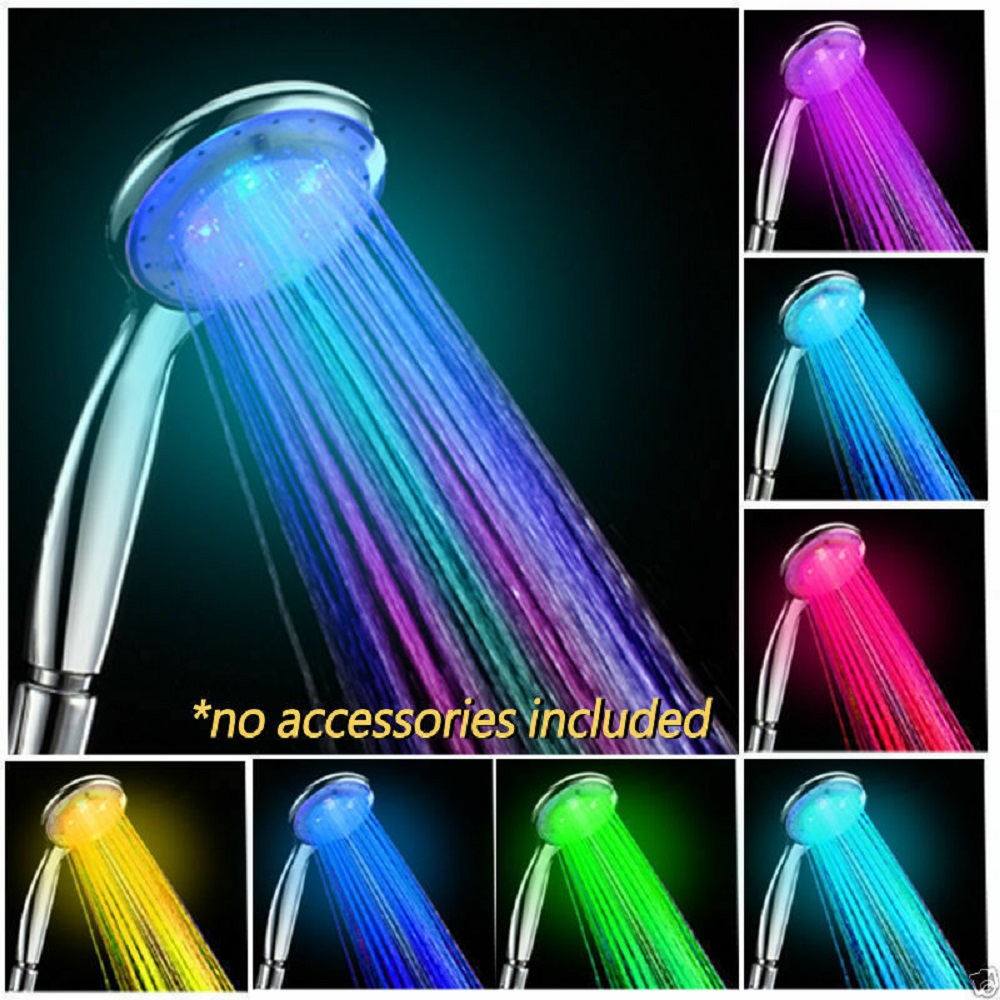 Colorful Head Home Bathroom 7 Colors Changing LED Shower Water Glow ...