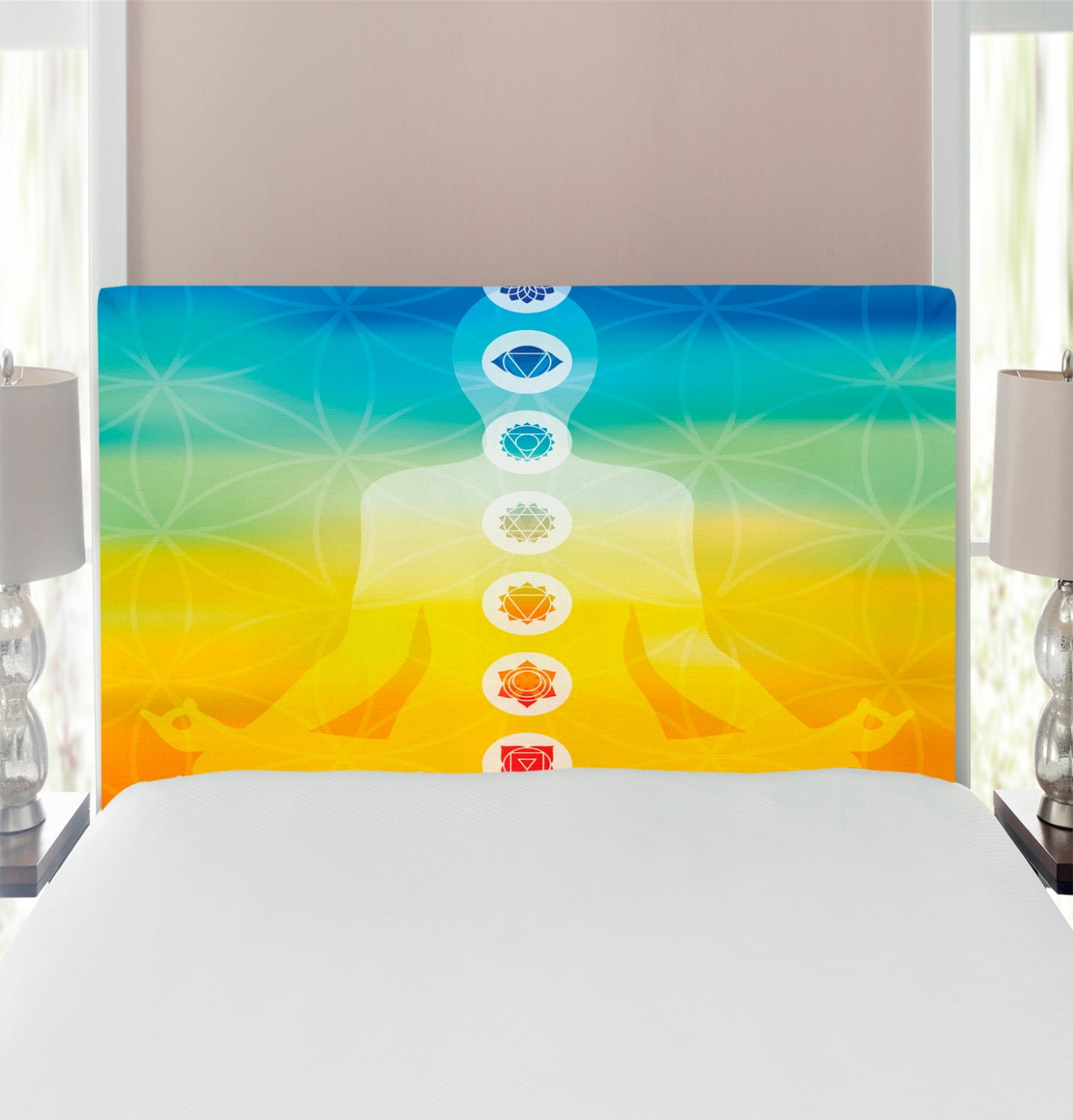 Colorful Headboard, Gradient Colored Digital Female Human Body with ...