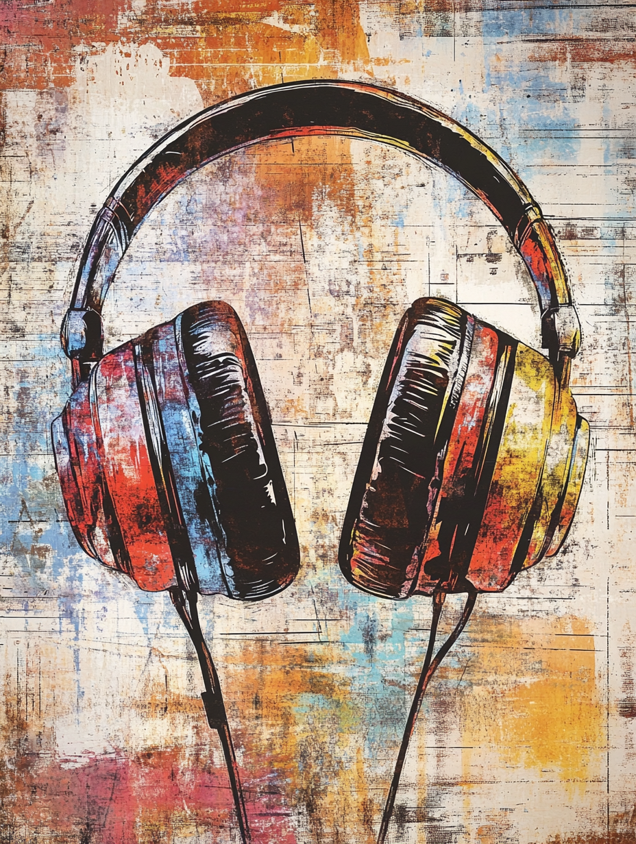 Colorful Headphones Abstract Canvas Art Print Suitable for Living Room ...