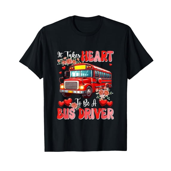 Colorful Heart Bus Driver Floral T-Shirt for Valentine's Day ...