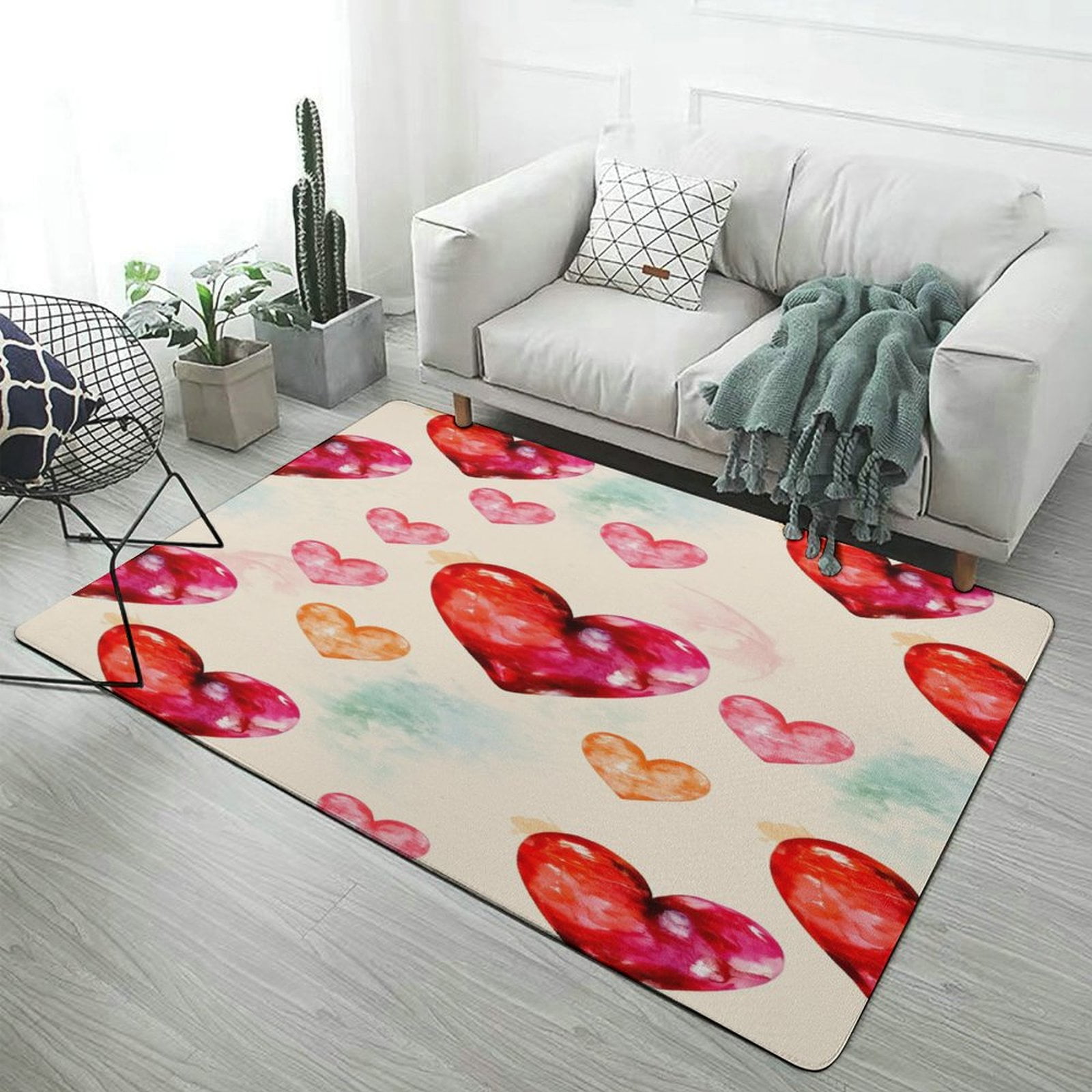 Colorful Heart Carpet for Living Room Luxury Home Rations Coffee Table ...