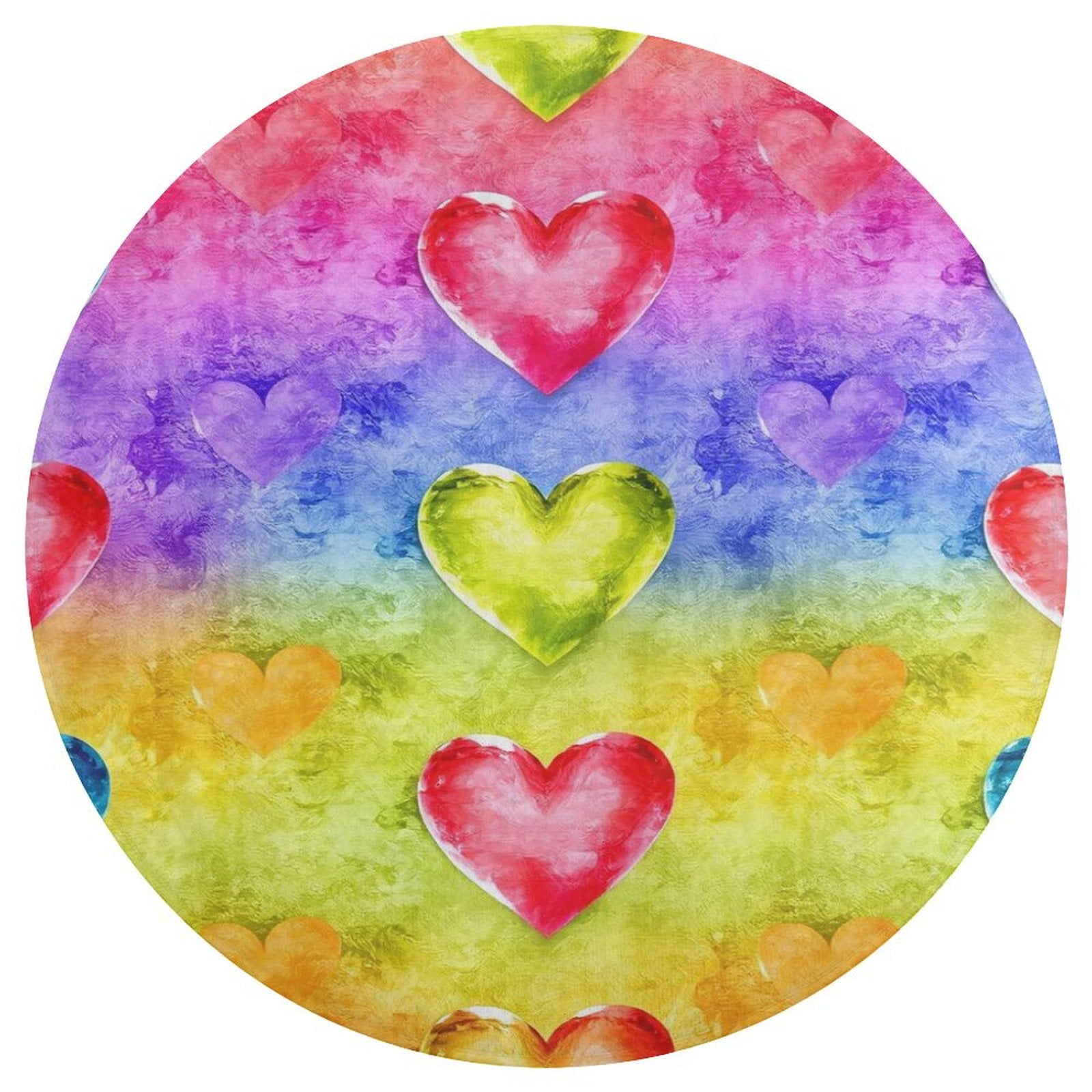 Colorful Heart Circular Carpet Floor Mat Living Room Sofa Room Bed Rug ...