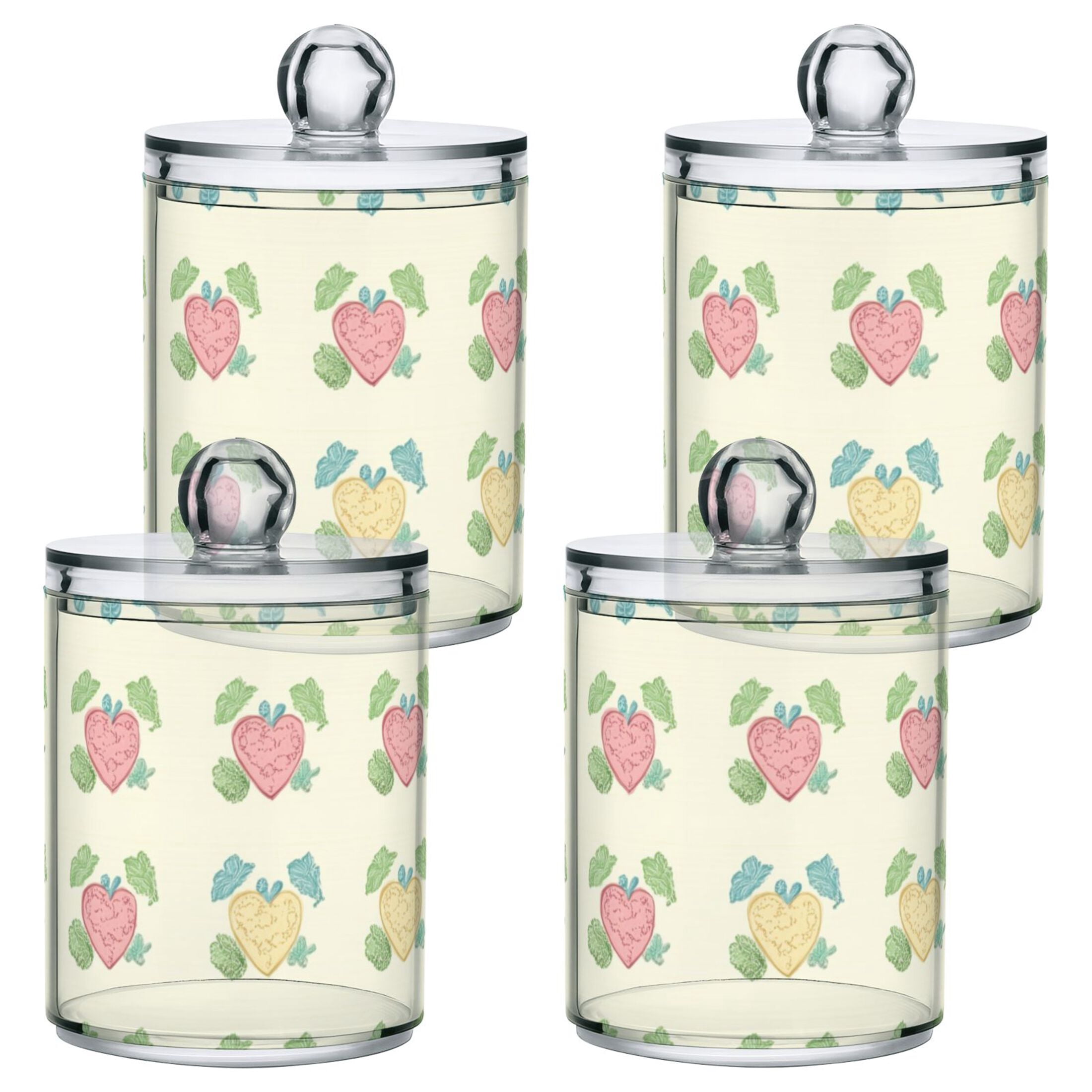 Colorful Heart Cookies Design Bathroom Canisters Set of 4 Translucent ...