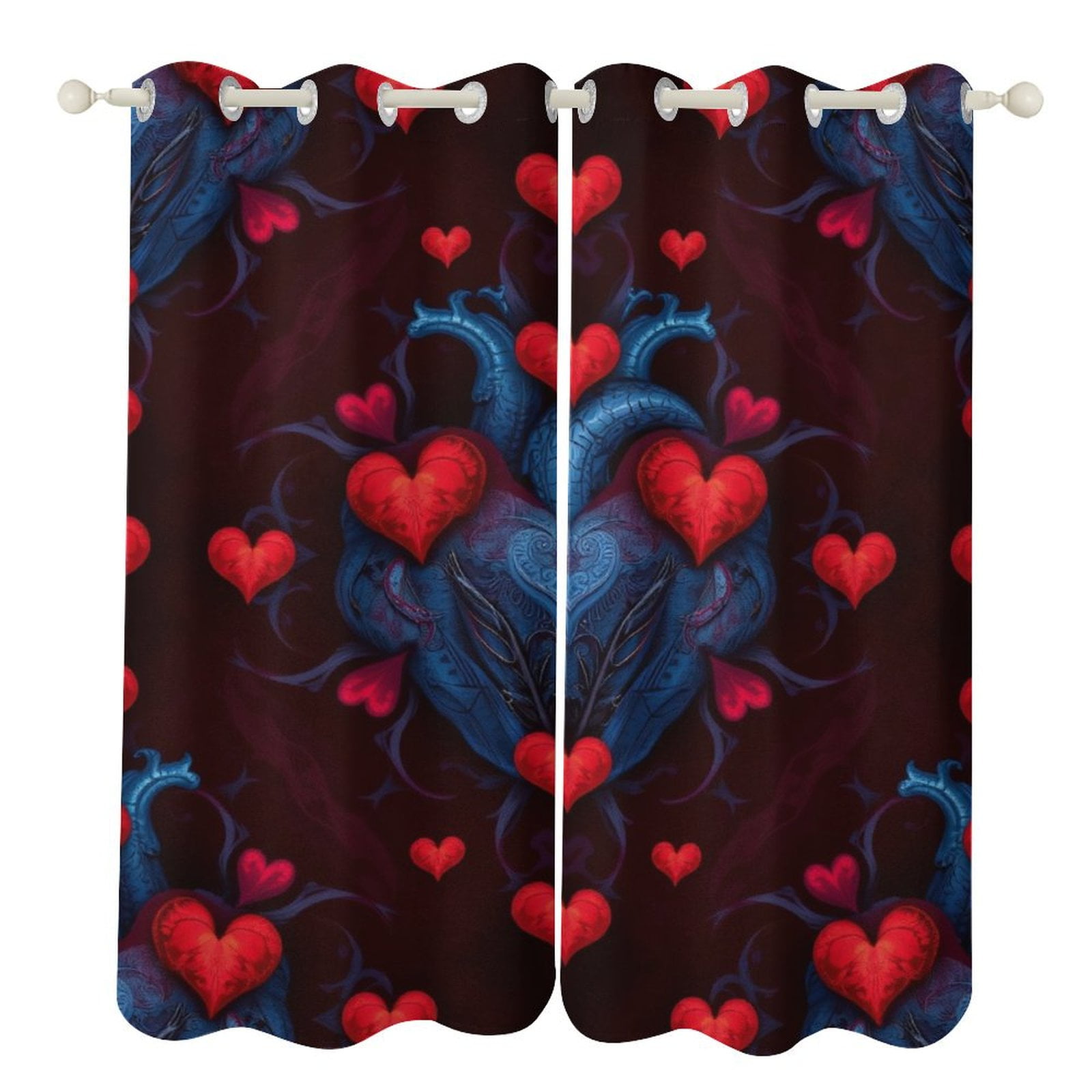 Colorful Heart Curtains for Bedroom Living Room Drapes Kitchen Room ...