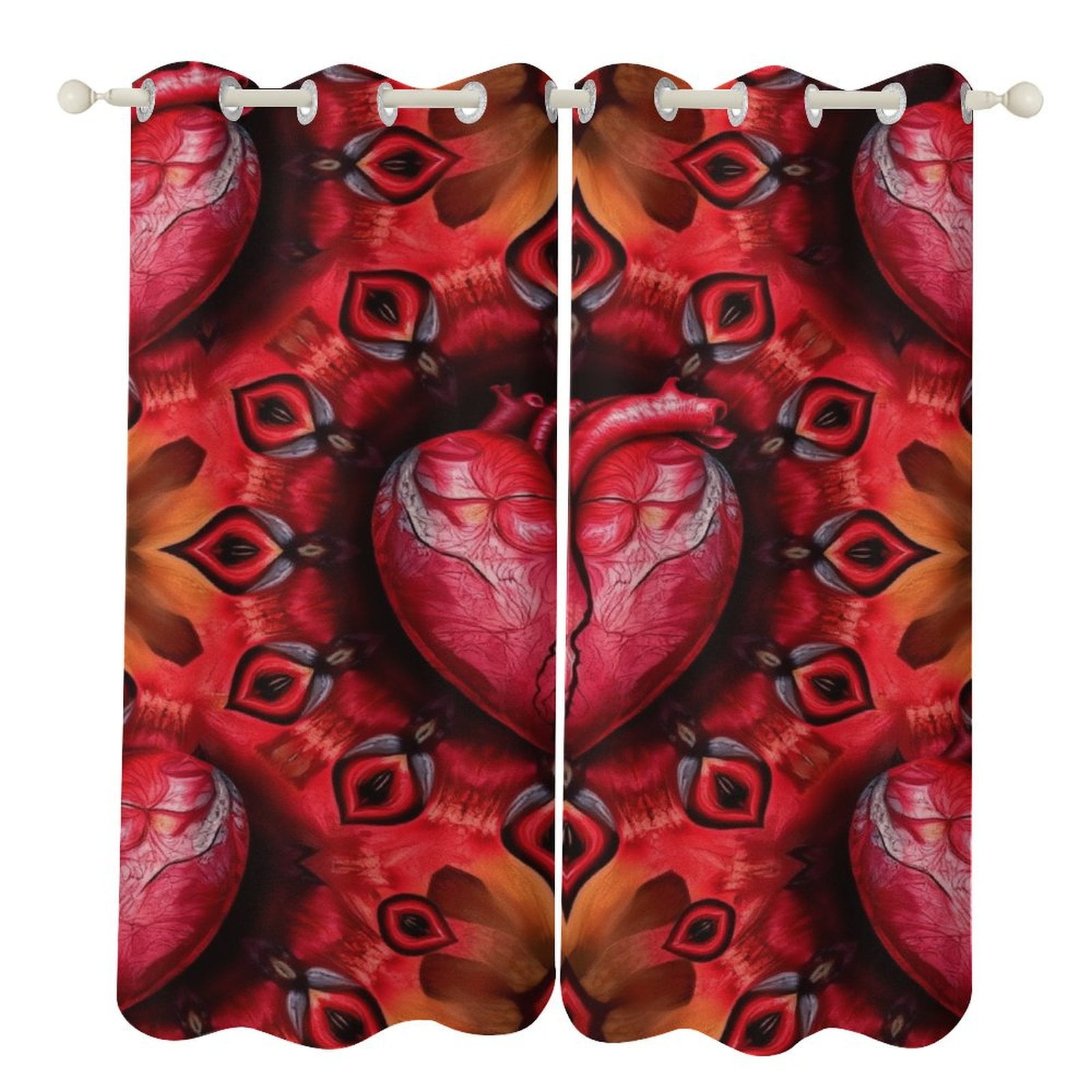Colorful Heart Curtains for Bedroom Living Room Drapes Kitchen Room ...