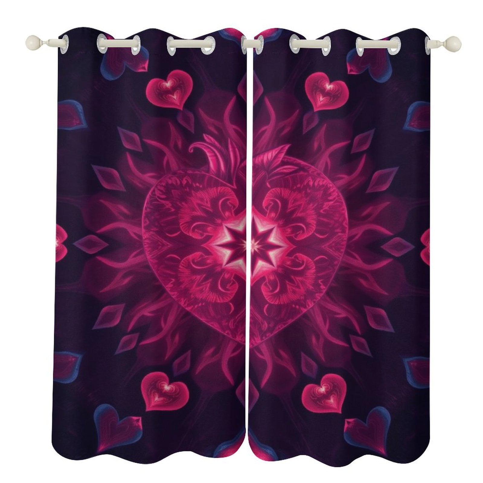 Colorful Heart Curtains for Bedroom Living Room Drapes Kitchen Room ...
