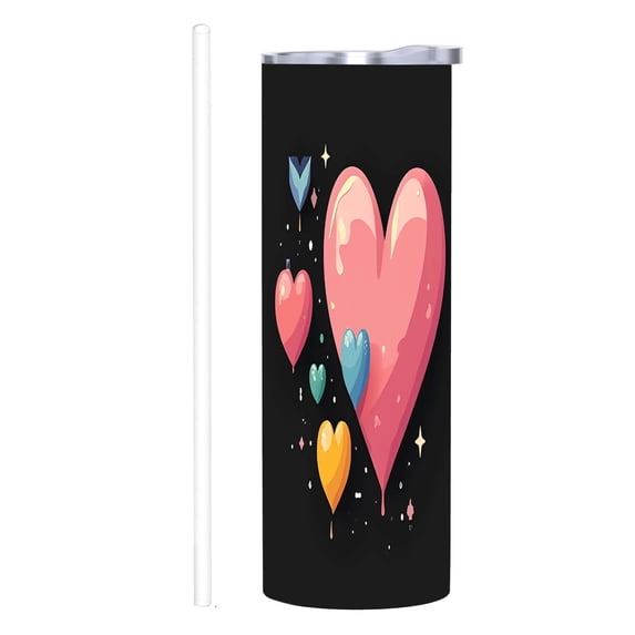 Colorful Heart Design 20 oz Stainless Steel Insulated Tumbler with Lid ...
