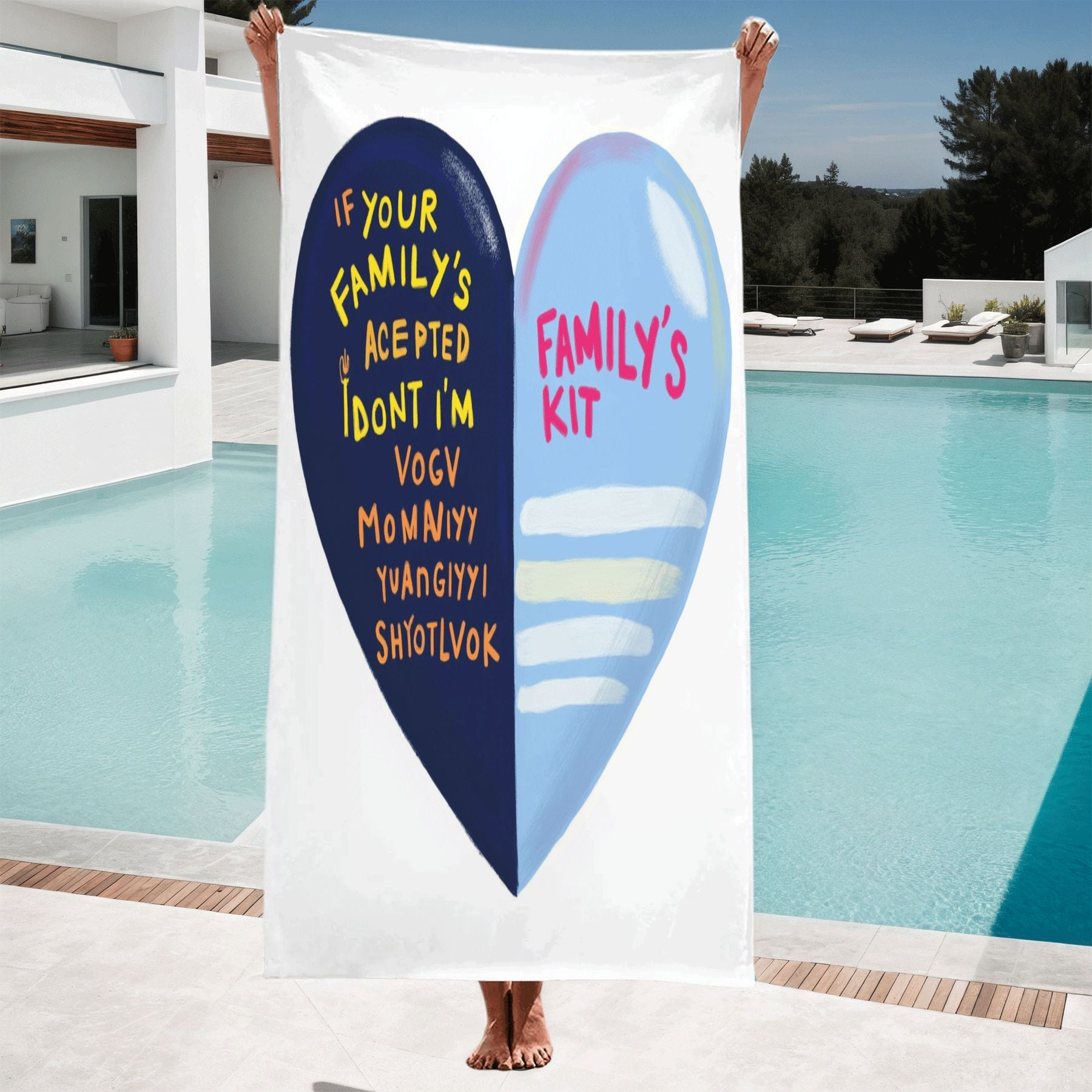 Colorful Heart Design Beach Towel - Soft Bath Towel for Pool & Travel ...
