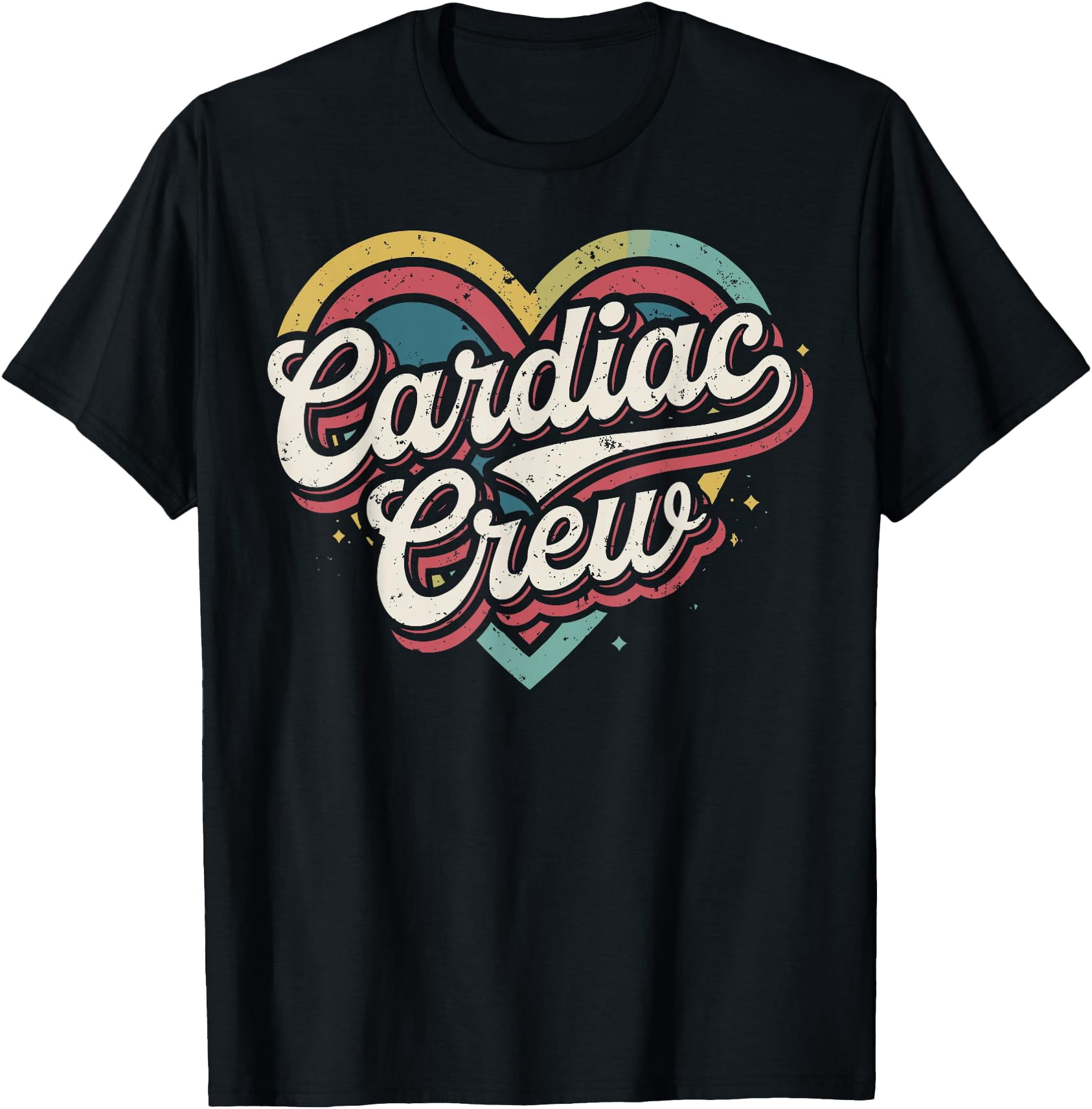 Colorful Heart Design Cardiac Crew T-Shirt for Healthcare Professionals ...