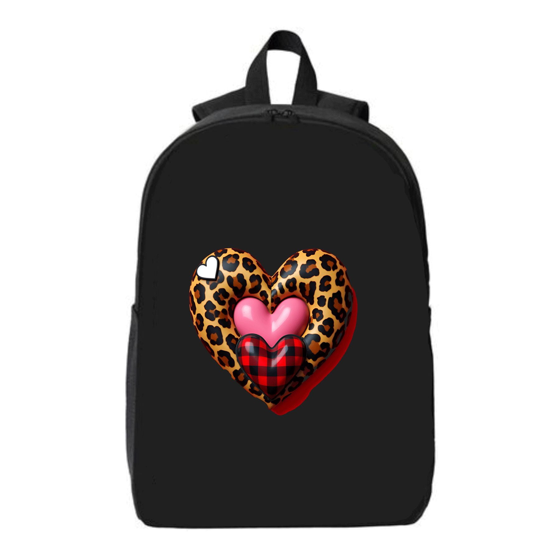 Colorful Heart Design Laptop Backpack - Print Red White Outline - Fits ...