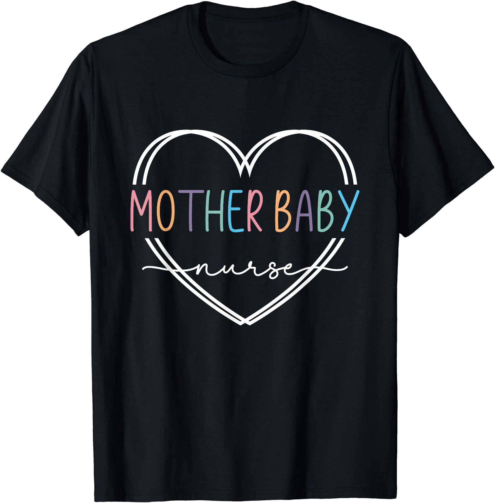 Colorful Heart Design Mother Nurse Postpartum T-Shirt for Comfortable ...
