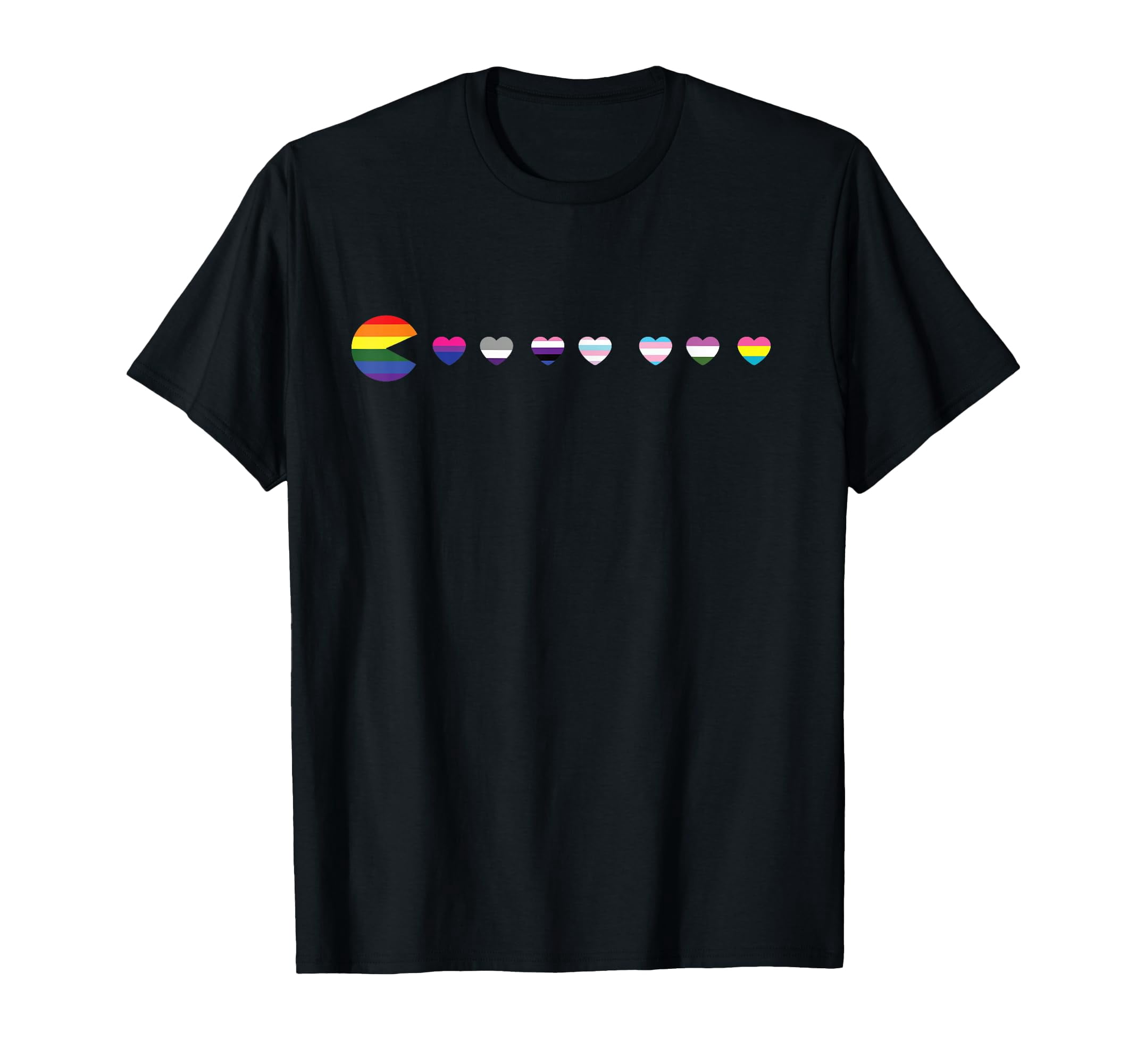 Colorful Heart Design Video-Game LGBT-Q Ally Pride Flag T-Shirt for ...