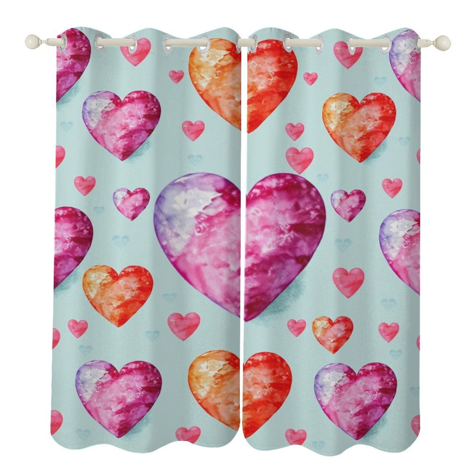 Colorful Heart Drapes Room Living for Curtains Window Bedroom Kitchen 2 ...