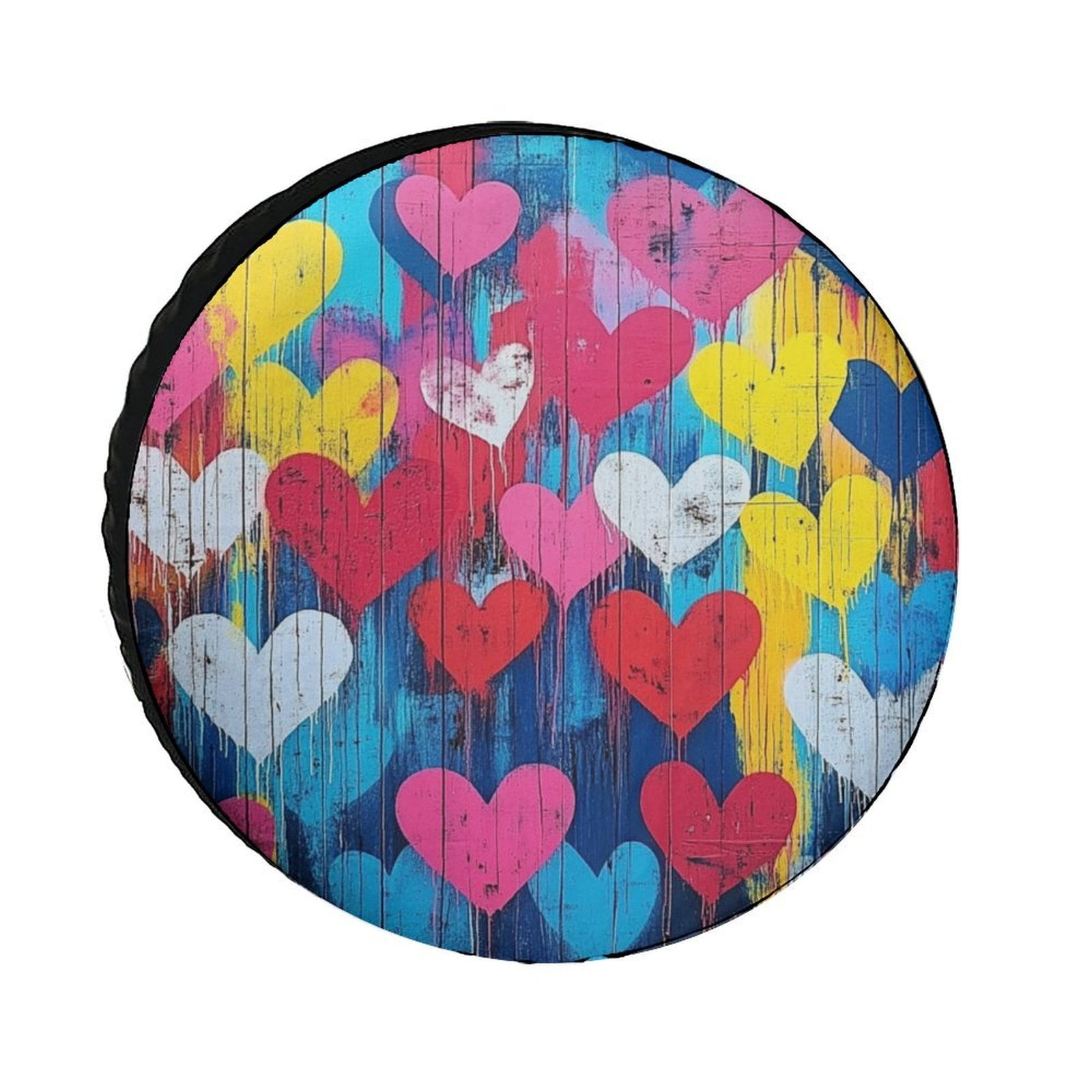 Colorful Heart Heavy Duty Spare Tire Cover Valentine's Day Heart Wheel ...
