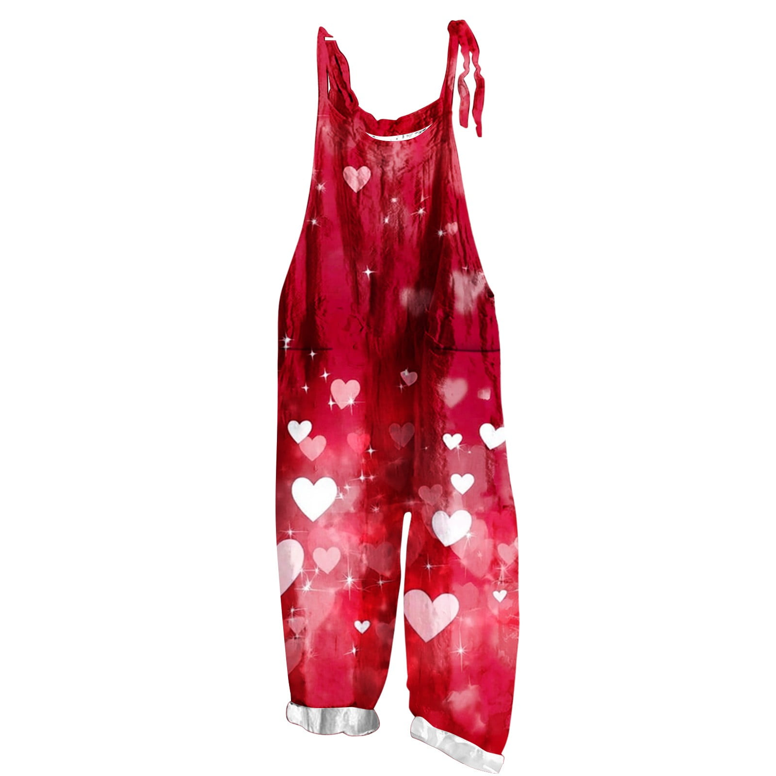 Colorful Heart Lover Print Loose Fit Coveralls for Ladies Summer Fall ...
