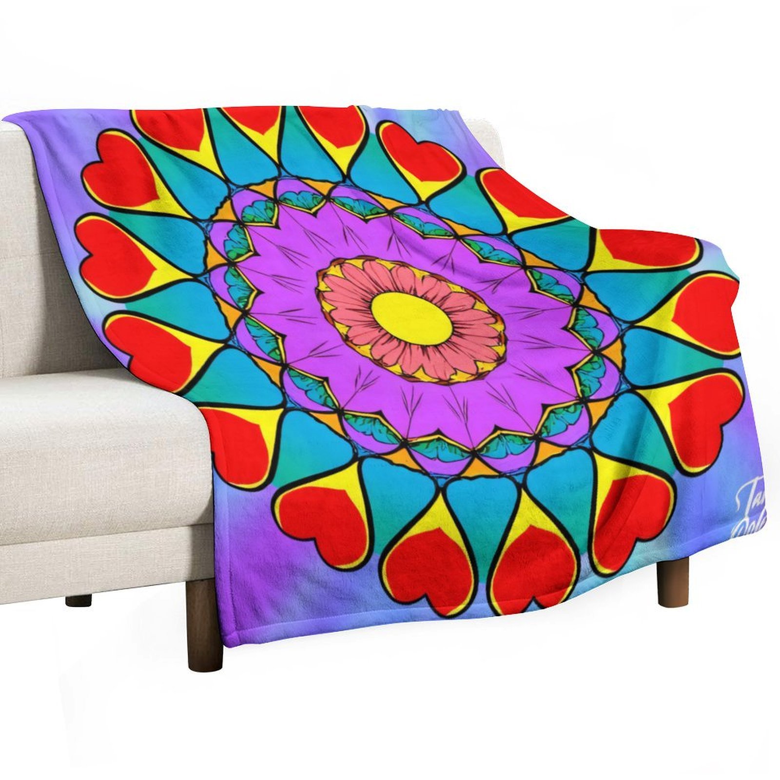 Colorful Heart Mandala Art Blankets Bedroom Living Room Sofa Throw ...