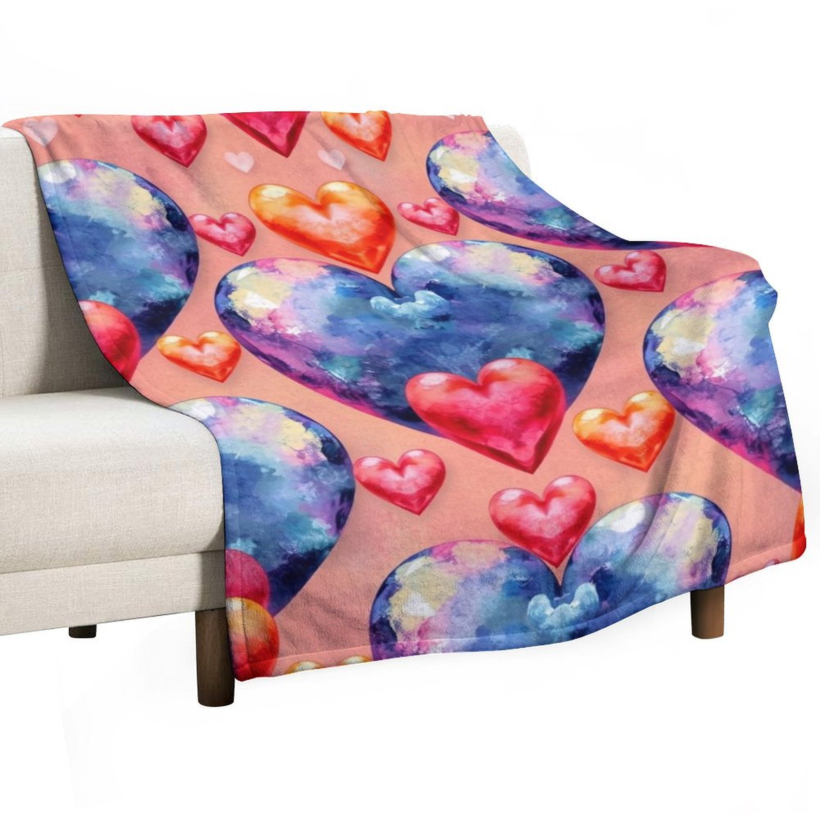 Colorful Heart Plush Throw Blankets Cartoon Cute Blanket for Bedding ...