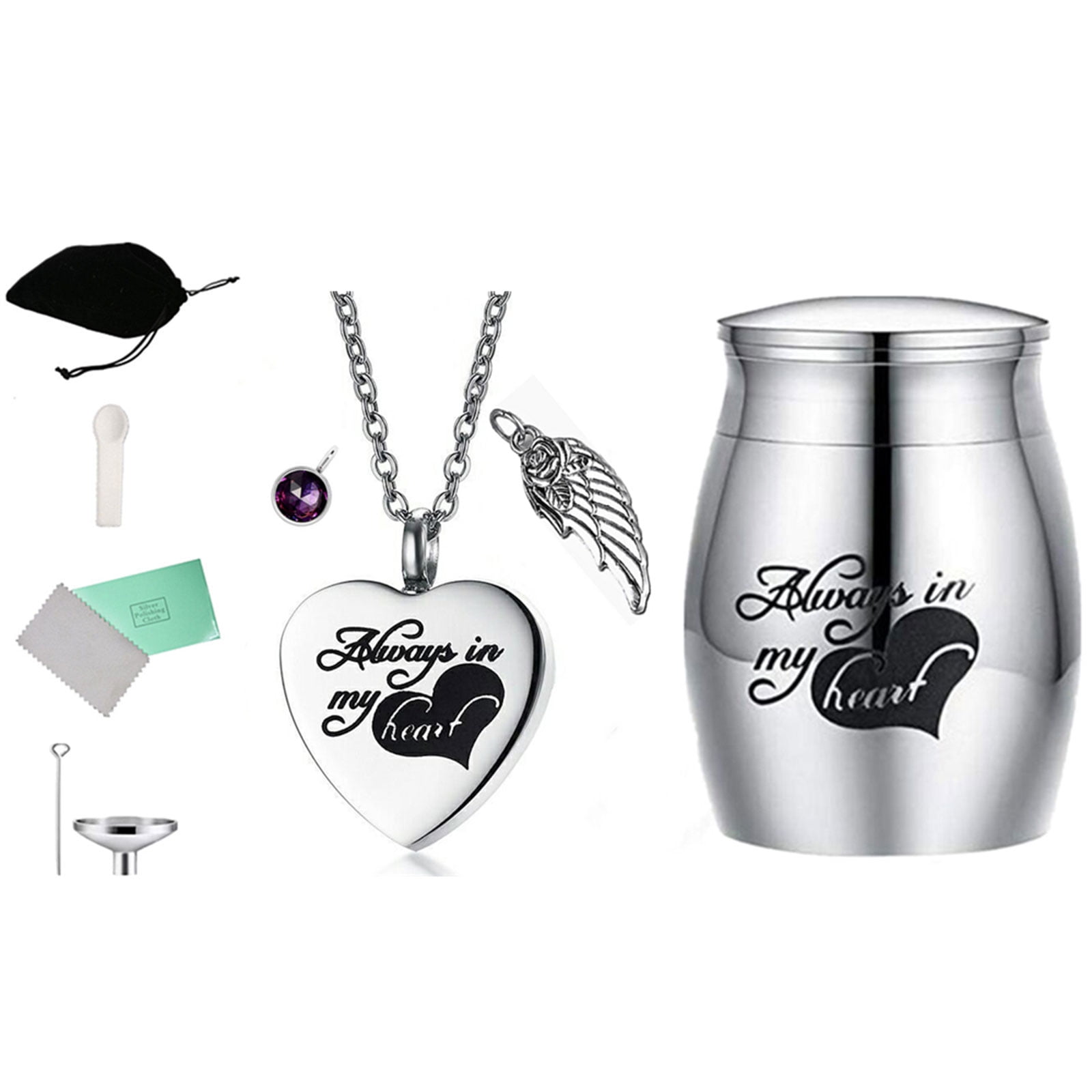 Colorful Heart Shape Ashes Necklace Storage Carry and Keep Cherished ...