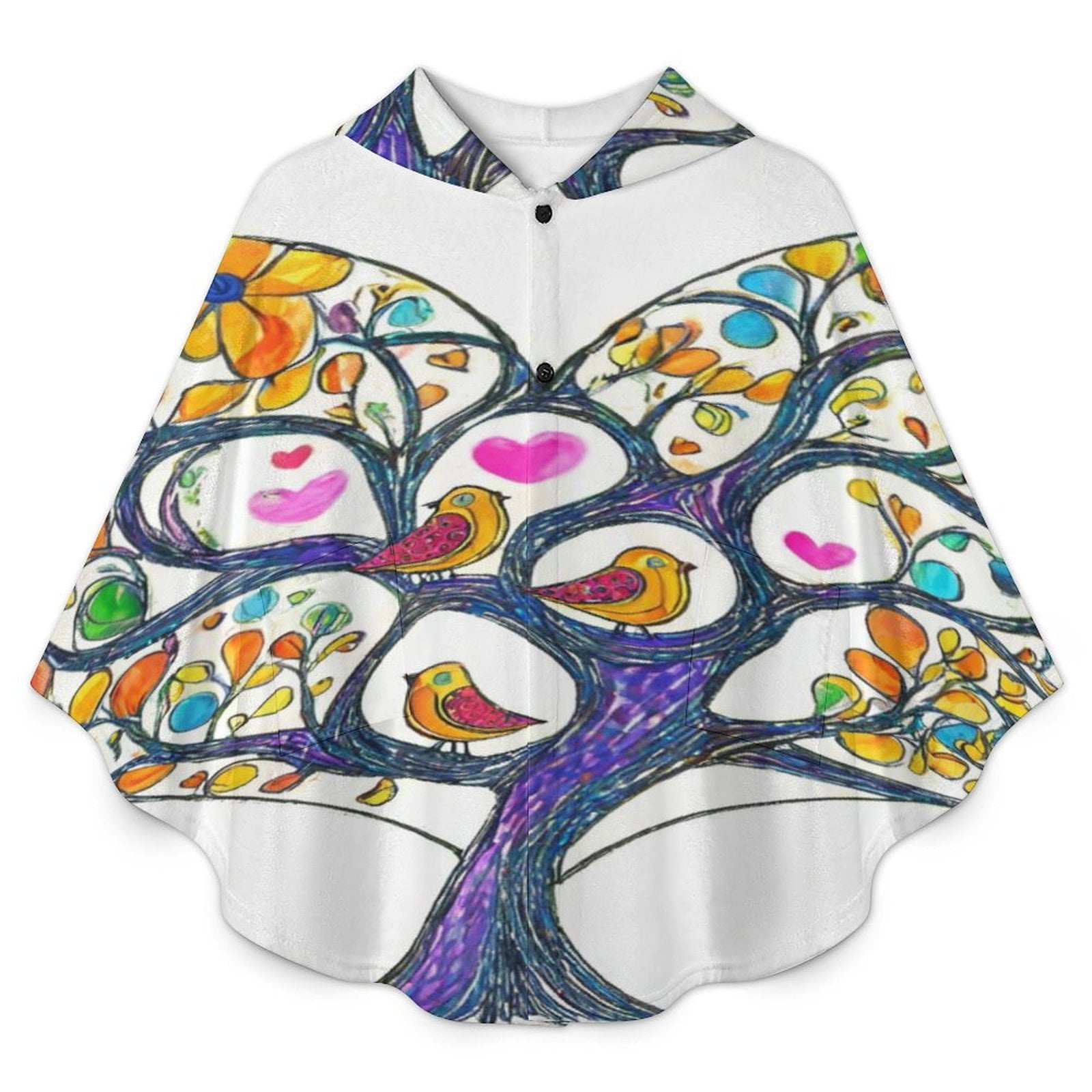 Colorful Heart Tree Flowers Blanket Oversized Wearable Hooded Blanket ...