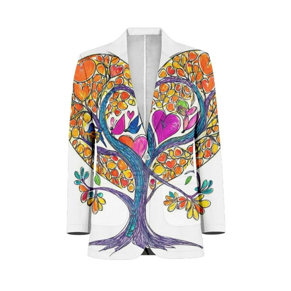 Colorful Heart Tree Flowers Mens Suits Shawl Collar Slim Fit Suit Mens ...