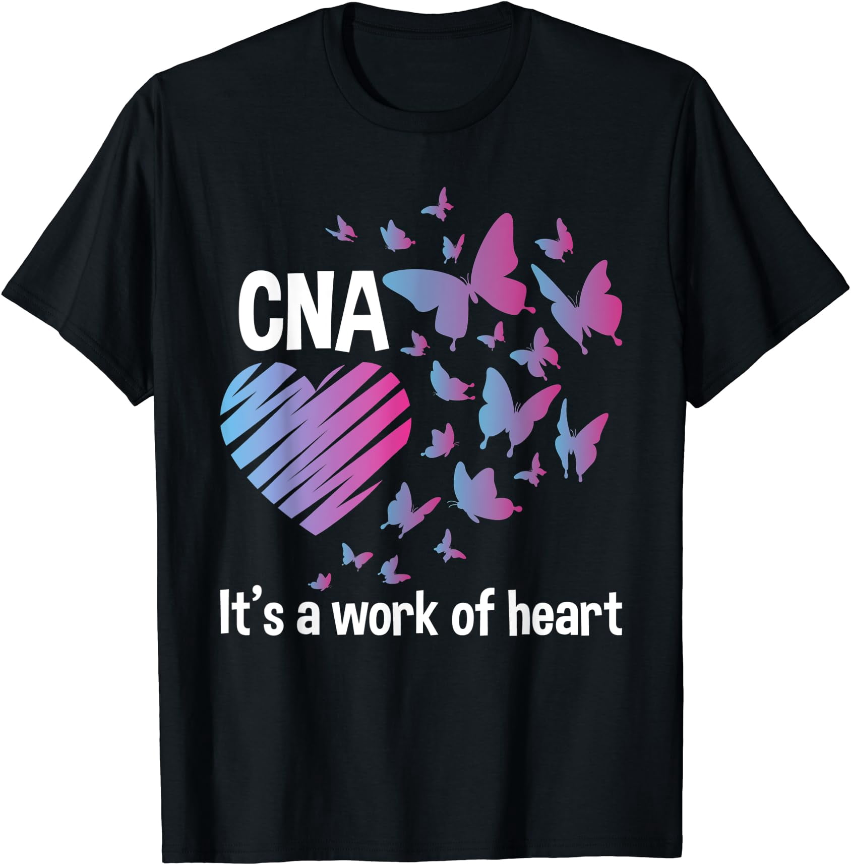 Colorful Heart and Butterflies CNA Certified Nursing Assistant T-Shirt ...