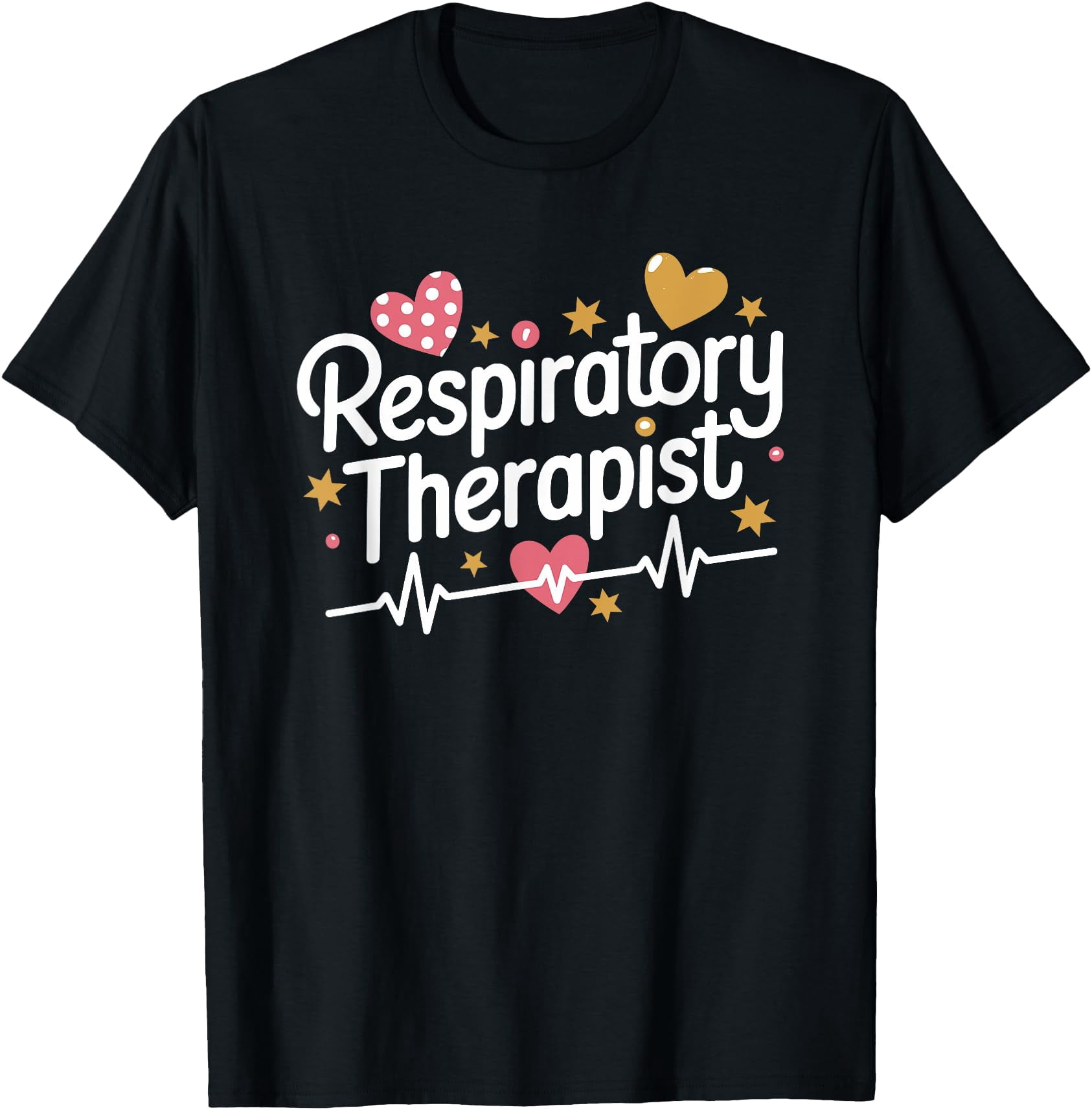 Colorful Heart and Star Design Pulmonary RT Respiratory Nursing T-Shirt ...