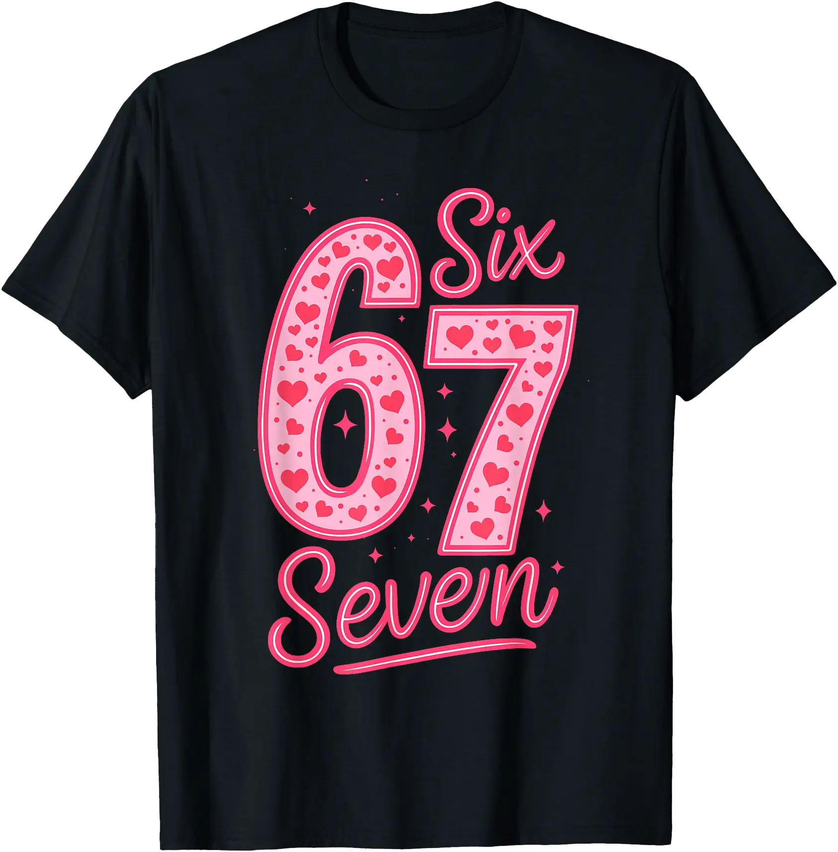 Colorful Heart and Star Design T-Shirt for Valentine's Day with Six and ...