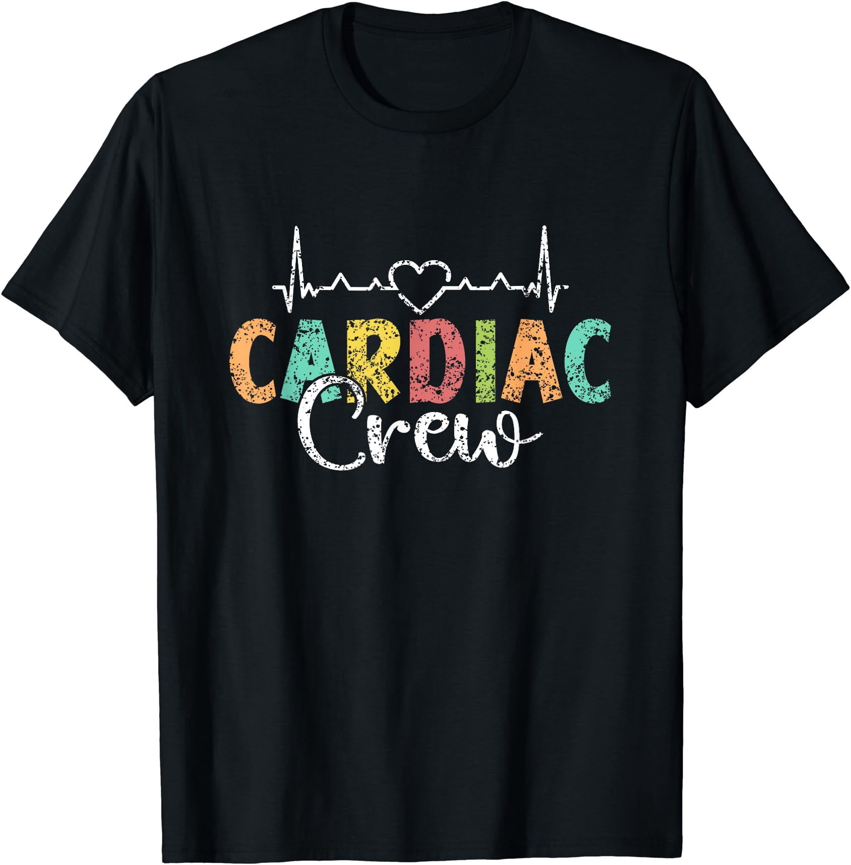 Colorful Heartbeat Design Cardiac Crew Nursing T-Shirt for Nurses and ...
