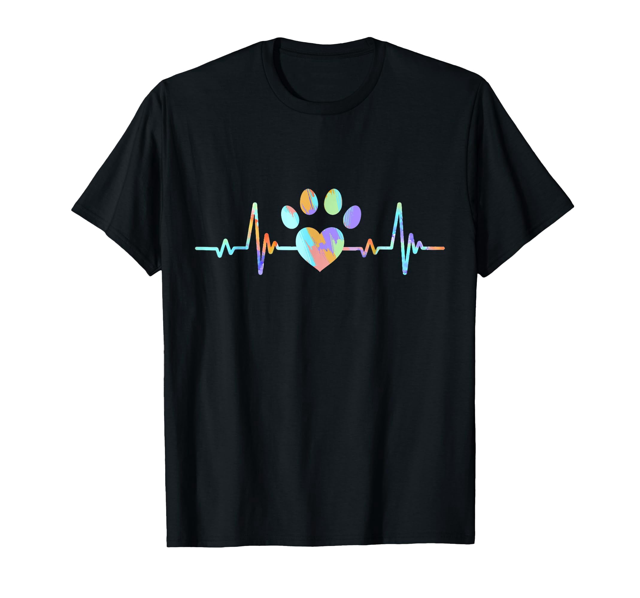 Colorful Heartbeat Paw Print T-Shirt for Dog Lovers - Fun and Stylish ...
