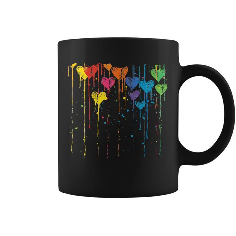 Colorful Hearts Dripping Paint Splatter Coffee Mugs - Walmart.com