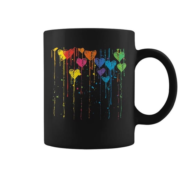 Colorful Hearts Dripping Paint Splatter Coffee Mugs - Walmart.com