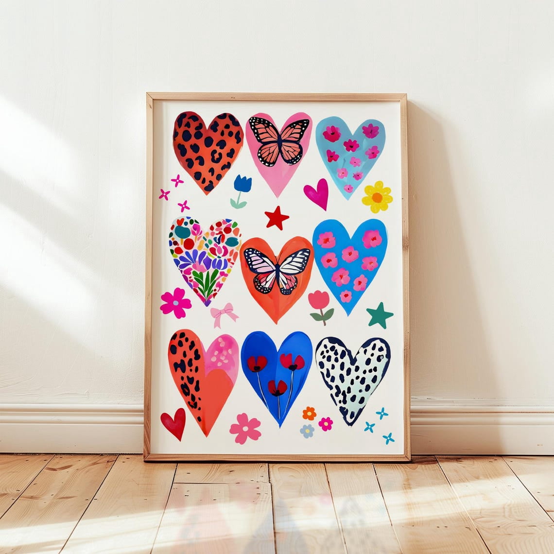 Colorful Hearts Maximalist Girly Wall Art, Unframed Canvas Size 24x36 ...