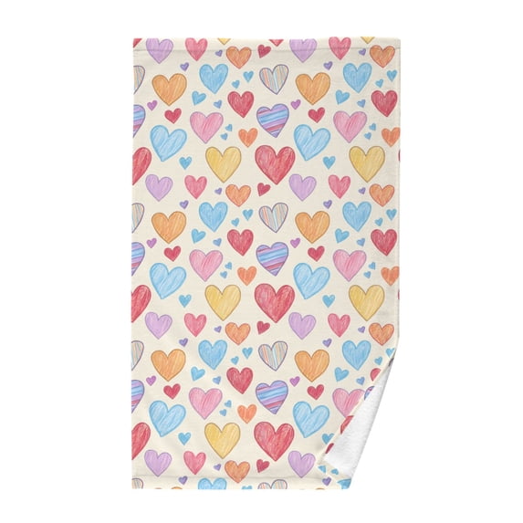 Colorful Hearts Pattern Bath Towel 100% Cotton Soft Thick High ...