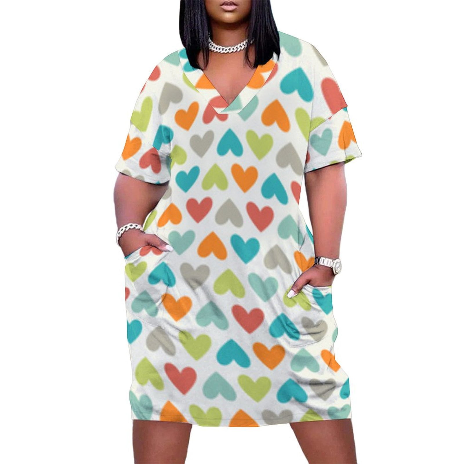 Colorful Hearts Repeating Pattern Design Summer Sundress for Curve ...