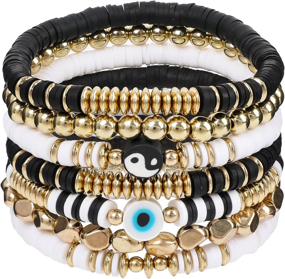 Colorful Heishi Surfer Bracelets Set For Women Stackable Clay Beaded ...