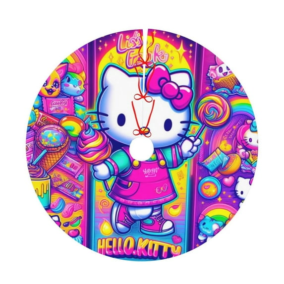 Colorful Hello-Kitty Christmas Tree Skirt 30 inch,Farmhouse Holiday ...
