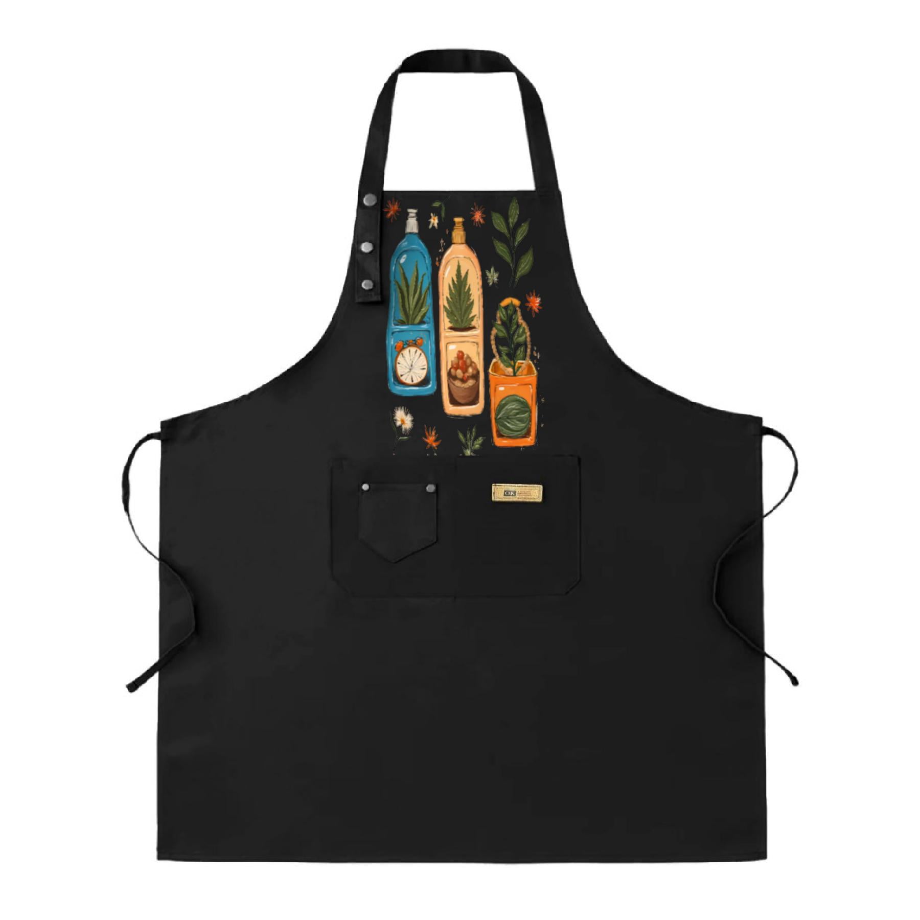 Colorful Herb Bottle Design Adjustable Bib Apron - 2 Pack with 2 ...