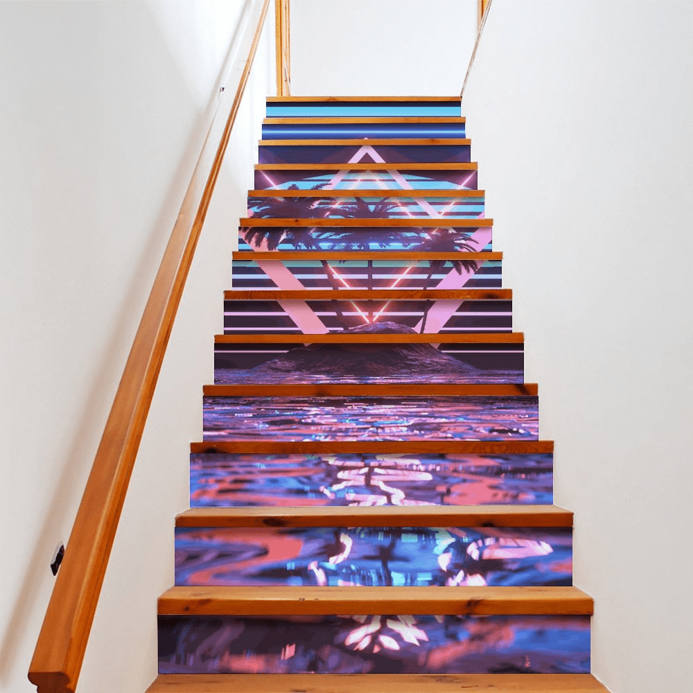 Colorful Hexagon Stair Floor Stickers Waterproof Removable Self ...