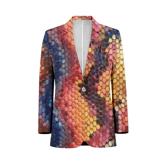 Colorful Hexagonal Mosaic Artwork Men's Suit Blazer Casual Party Wear Slim Fit Suit Jacket ...