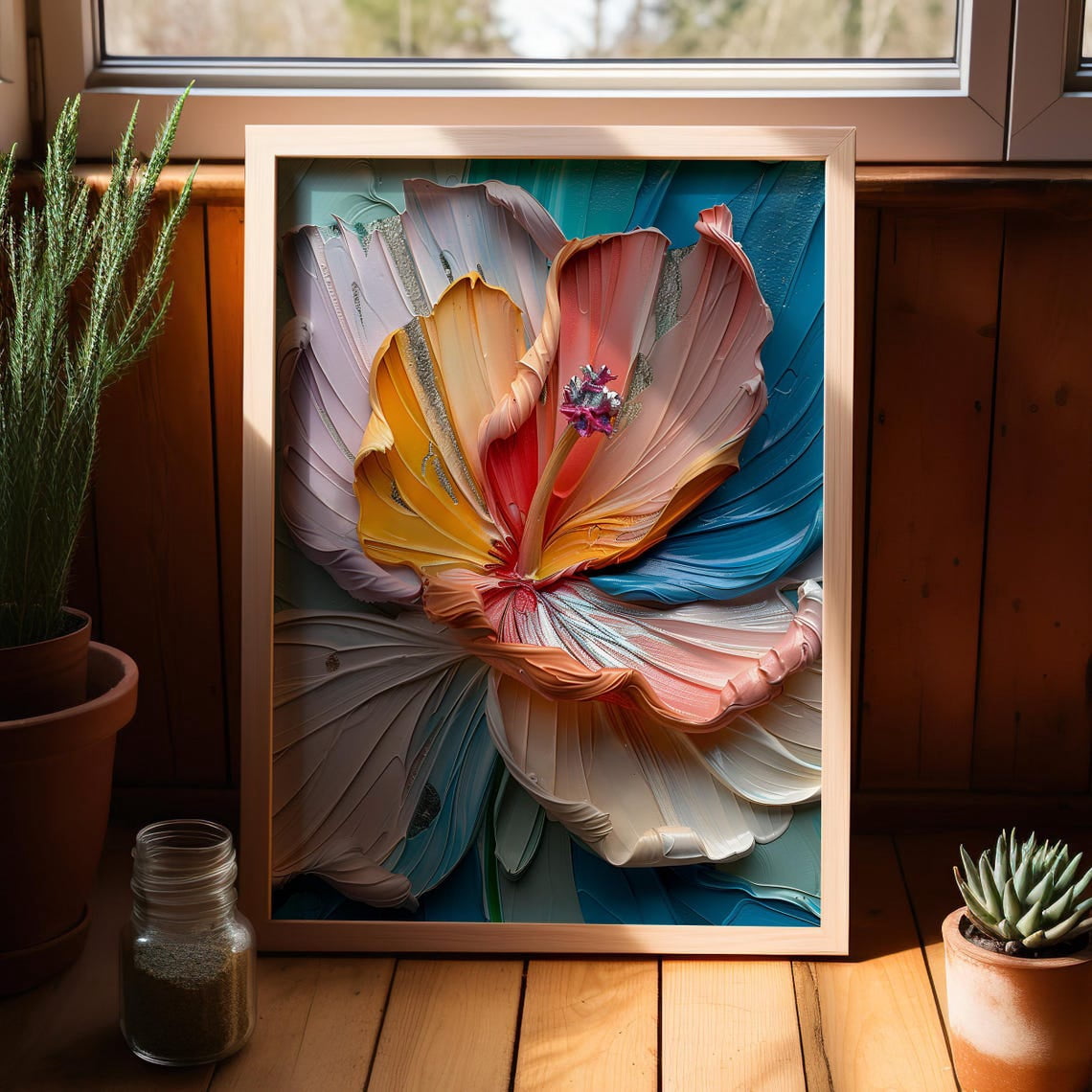 Colorful Hibiscus 3D Abstract Floral Realistic Flower Home Decor ...