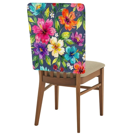 Colorful Hibiscus Chair Back Covers Set of 6 Watercolor Floral ...