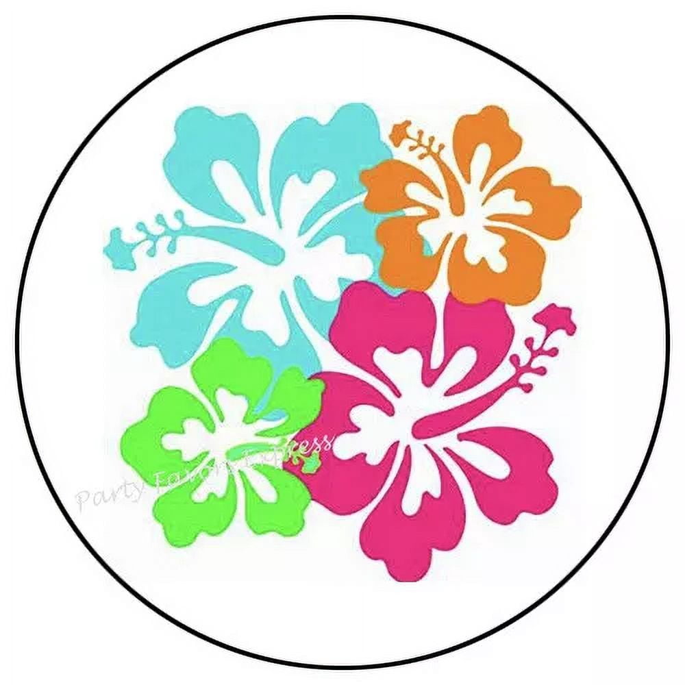 Colorful Hibiscus Luau Sticker Party Favors Sticker Envelope Seals ...