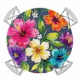 Colorful Hibiscus Round Table Cover, Watercolor Floral Botanical Summer ...