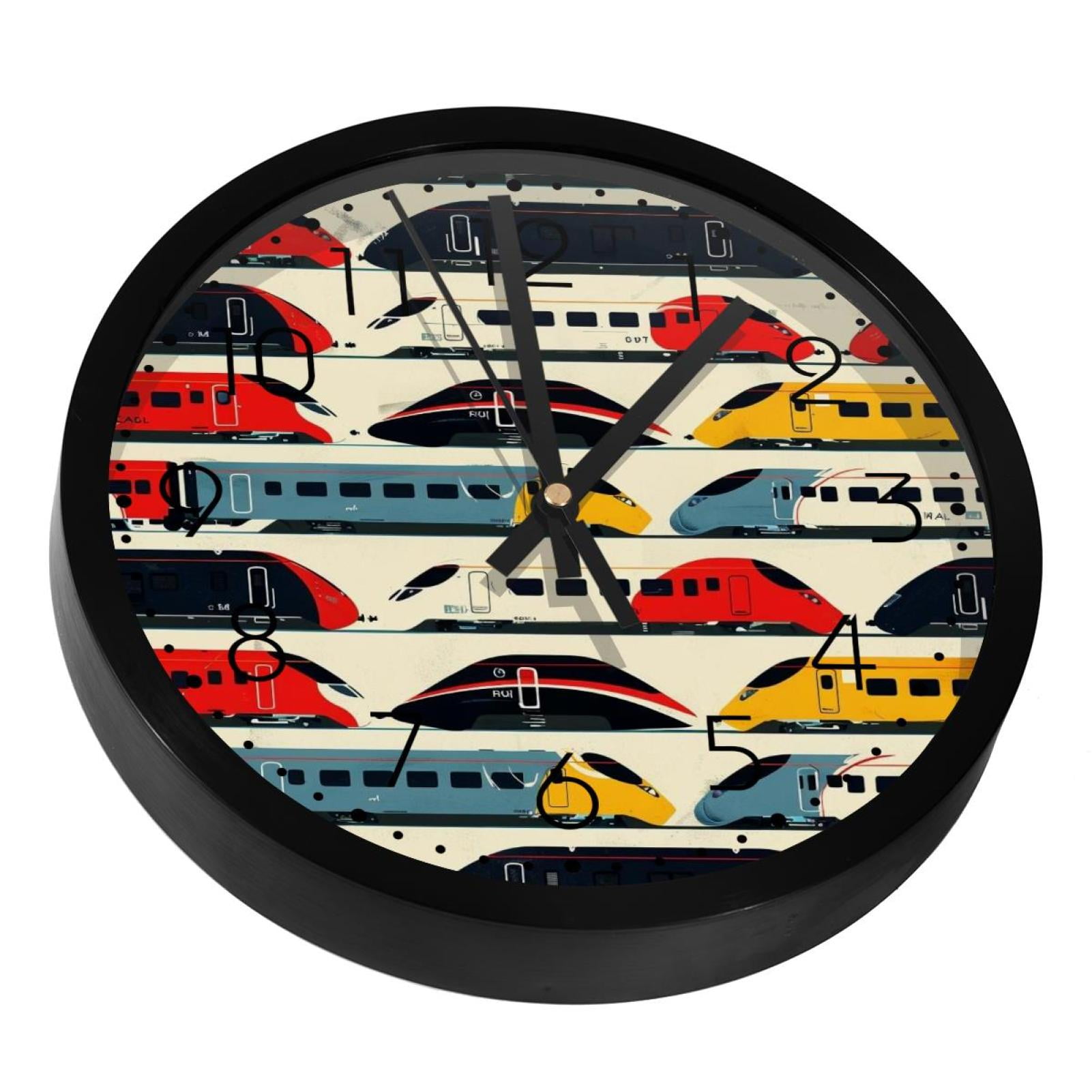 Colorful High Speed Rail Train Silent Wall Clock, Non Ticking Battery ...