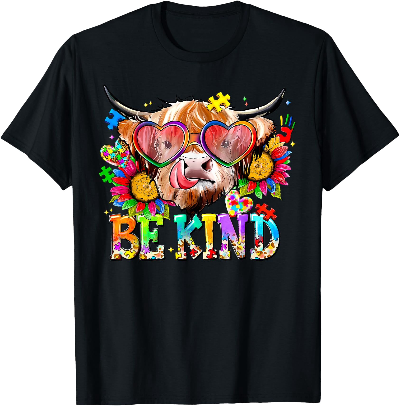 Colorful Highland Cow Inspirational T-Shirt for Autism Awareness and ...