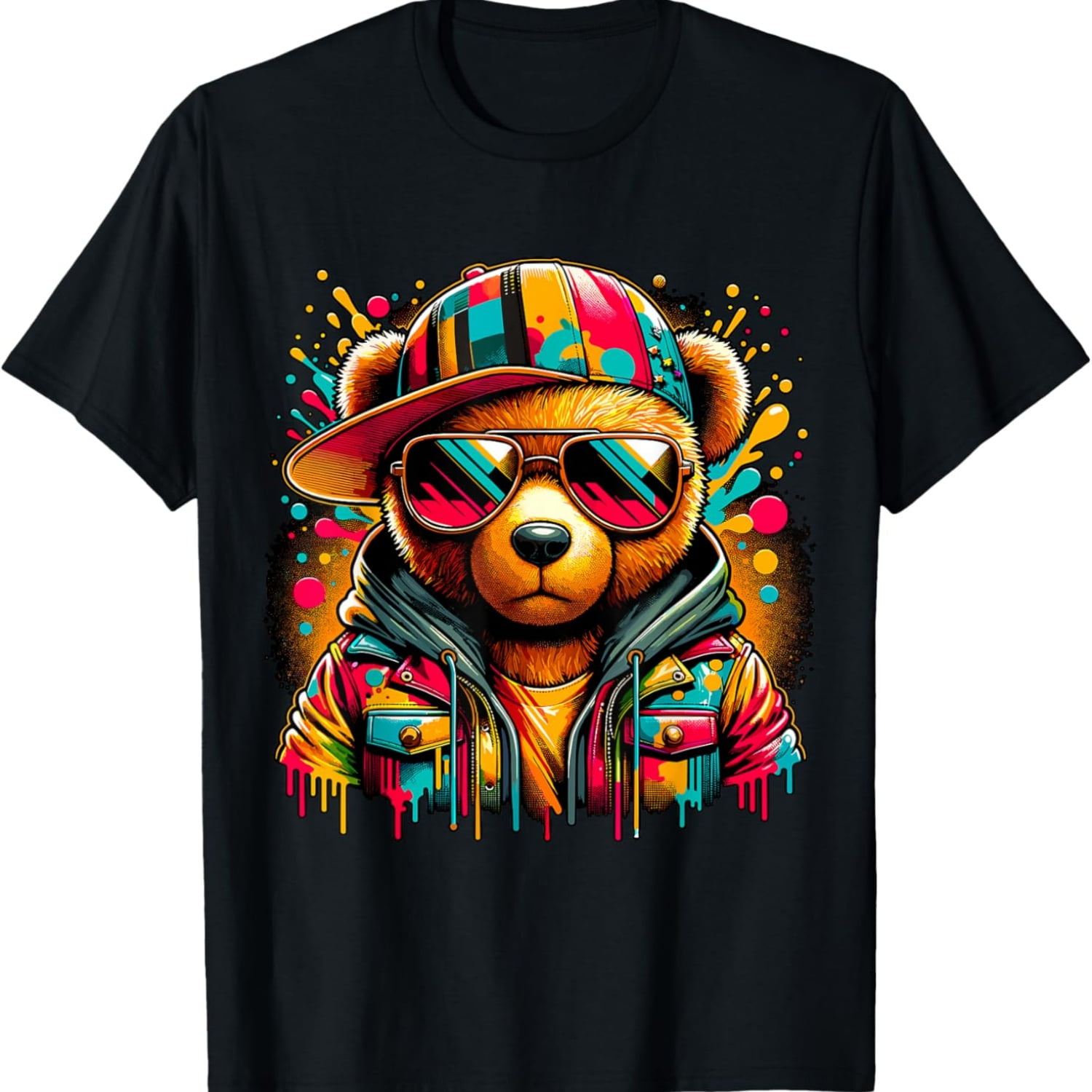 Colorful Hip Hop Teddy Bear with Rap Music T-shtir - Walmart.com
