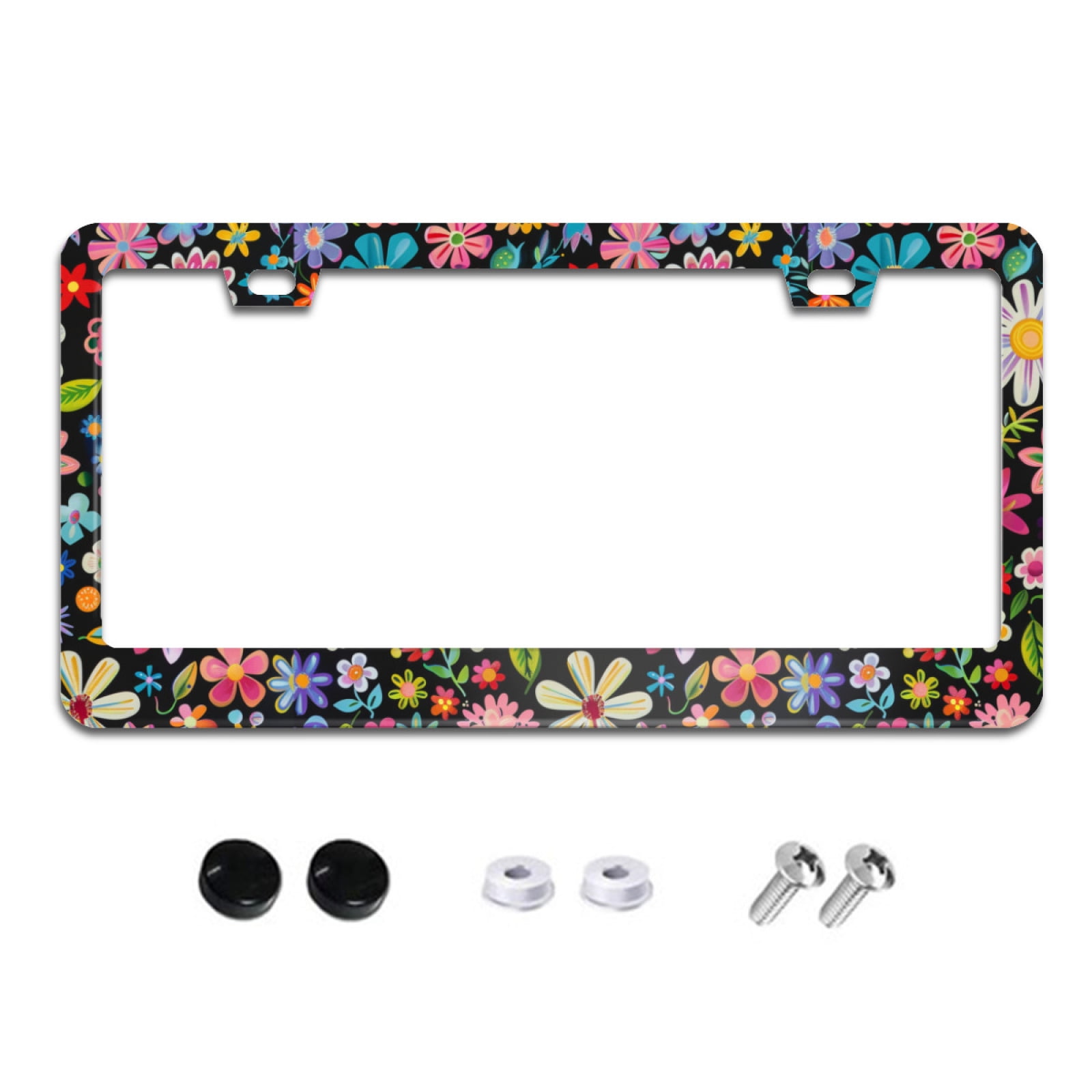 Colorful Hippie Flowers License Plate Frames for Women Men Car Plate ...