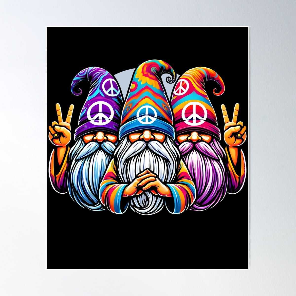 Colorful Hippie Gnome Illustration – Groovy Peace Sign Gnomes In ...